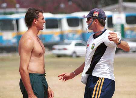 Justin Kemp receiving some coaching from van Zyl | ESPNcricinfo.com