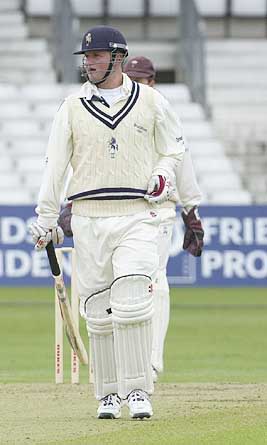 Robert Key of Kent opens the innings in the first match of the 2001 ...