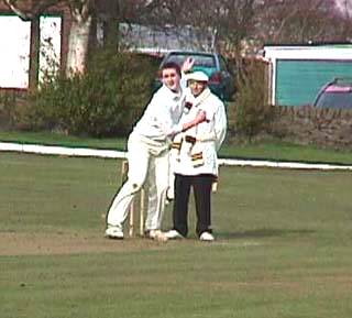 Barnoldswick off spinner John Pickup during his late spell ...