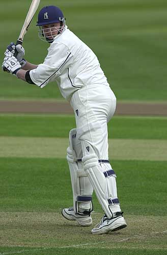 Dominic Ostler turns the ball to leg in his innings of 94 ...