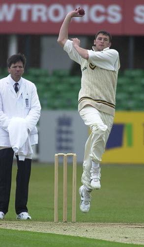 Stephen Harmison delivers from an impressive height | ESPNcricinfo.com