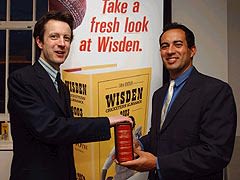 Tim de Lisle presents Adam Hollioake with his leather-bound Wisden ...