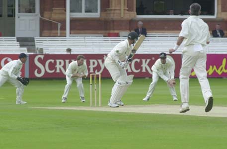 Neil Johnson caught Hick bowled Caddick in the Zimbabwe second innings ...