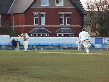 Rishton professional Clinton Perren bowling to Todmorden professional ...