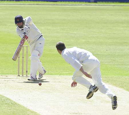Graham Lloyd drives bowler Clough | ESPNcricinfo.com
