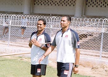 Sunil Joshi (left) and VVS Laxman at the Bangalore camp | ESPNcricinfo.com