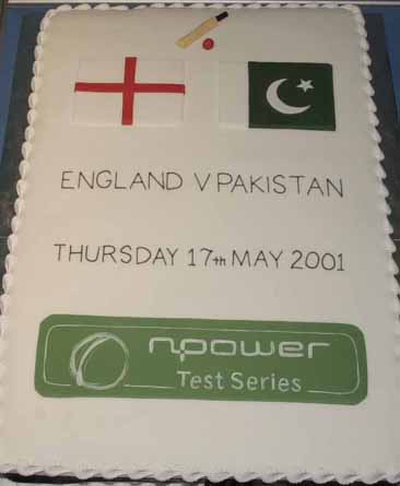 A large commemorative cake baked to mark the Inaugural npower Test ...