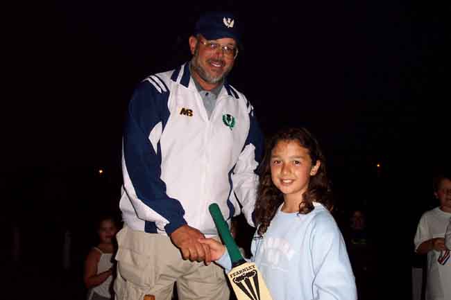 SCU Development Officer Clarence Parfitt presents Sian A'Lee with the ...