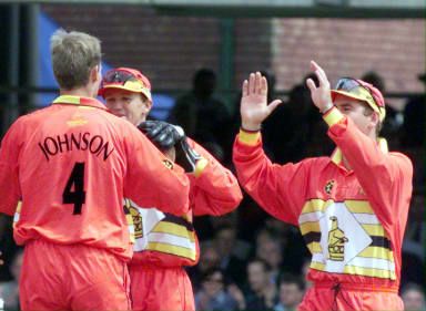 Neil Johnson celebrates, Australia v Zimbabwe, World Cup 1999 ...