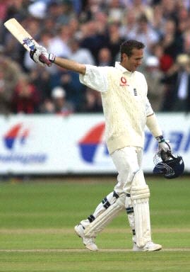 Michael Vaughan celebrating his century | ESPNcricinfo.com