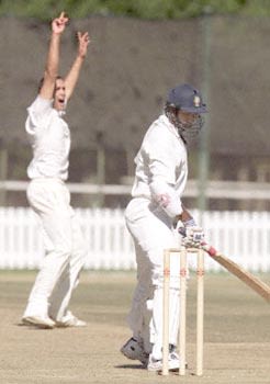 Ramesh departs as Leon Soma successfully appeals for the catch behind ...