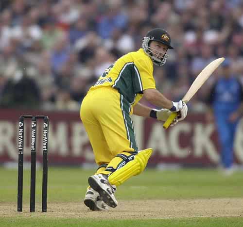 Steve Waugh with a glance shot behind him in his innings of 64 ...