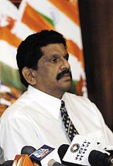 SK Nair addresses a press conference | ESPNcricinfo.com