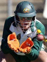 Adam Gilchrist catches a ball in training | ESPNcricinfo.com