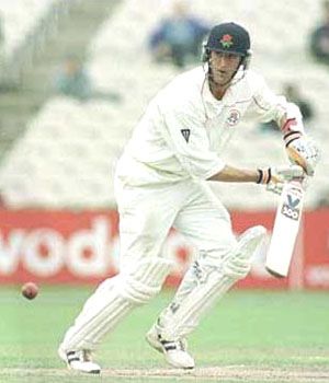 Mark Chilton angles the bat and runs the ball to third man ...