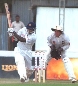 Jayasuriya clouts the ball over mid wicket | ESPNcricinfo.com