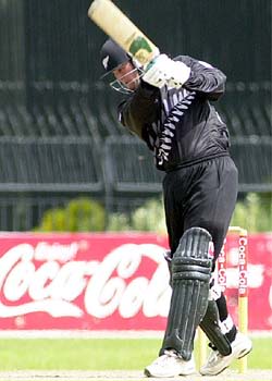 Nathan Astle drives through the off side during his knock of 117 ...