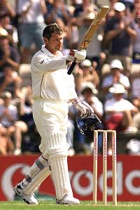 Robin Smith celebrates his century for Hampshire against the ...