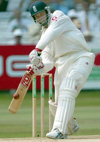 John Crawley drives through the offside during his century at Lord's ...
