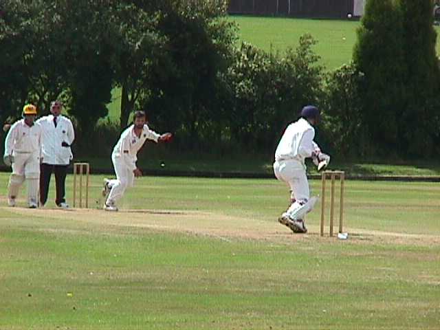 Bacup professional Adam Dale bowls an early no ball to Accrington's ...