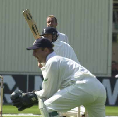 Take three heads. Bowler Hartley, Bat Knight and Keeper Aymes ...