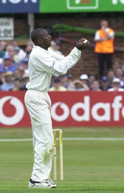 Adrian Griffith catches Darren Gough | ESPNcricinfo.com