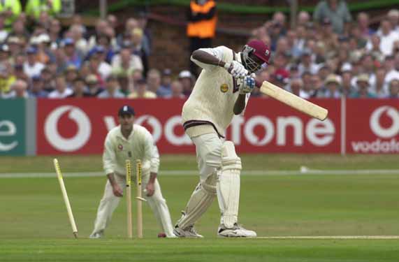 Ambrose is bowled by Andy Caddick 0 | ESPNcricinfo.com