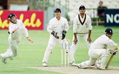 Mark Chilton dives for a catch off Matthew Walker | ESPNcricinfo.com