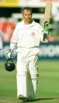 Fairbrother acknowledges the crowd on reaching his century ...