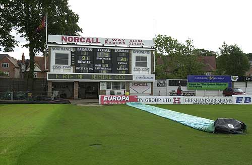 The main scoreboard at the Wantage Road ground, pictured 2001 ...