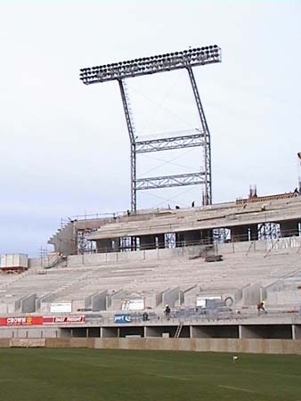 A section of the new stand at Jade Stadium being constructed ...