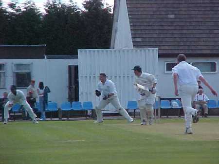 John Wharton cover drives the first boundary of the final ...