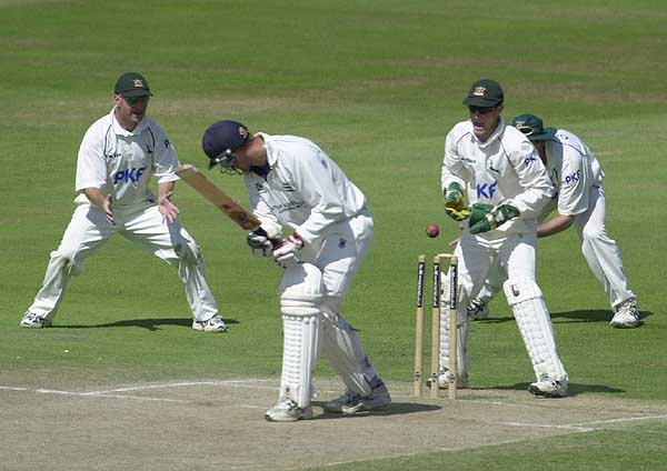 Laraman is bowled for 5 by Stuart MacGill | ESPNcricinfo.com