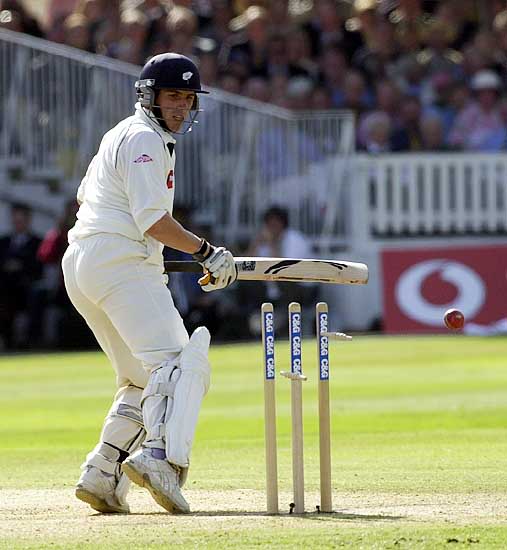 Matthew Wood is aghast to have played on to a Johnson delivery for 19 ...