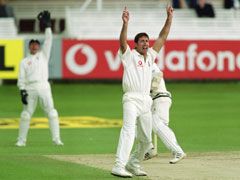 Happy days: Ed Giddins during his 5 for 15 against Zimbabwe at Lord's ...