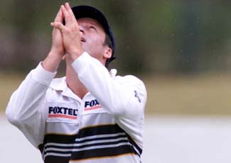 Steve Waugh lines up a catch at training, Australia in Sri Lanka, 1999/ ...