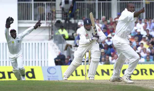 Dominic Cork out for a duck LBW for Nixon McLean at the Oval ...