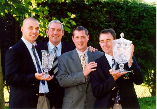 Adrian Dale(right) with the Glamorgan Player of the Year Award for 2000 ...