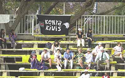 A section of Kiwi fans on the stands to support their team ...