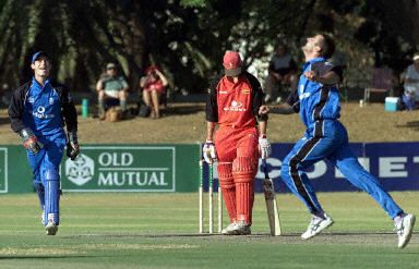 Paul Grayson celebrates the wicket of Doug Marillier caught behind by ...