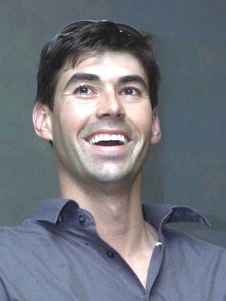 Fleming at a media conference, New Zealand in Australia, 2001/02 ...
