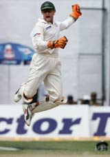 Adam Gilchrist jumps for joy after an Indian wicket | ESPNcricinfo.com