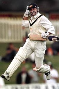 Langer celebrates after scoring a ton | ESPNcricinfo.com