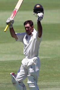 Australian batsman Ricky Ponting celebrates scoring his century ...