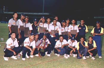 Colts CC pose for photographs at the end after losing their only match ...