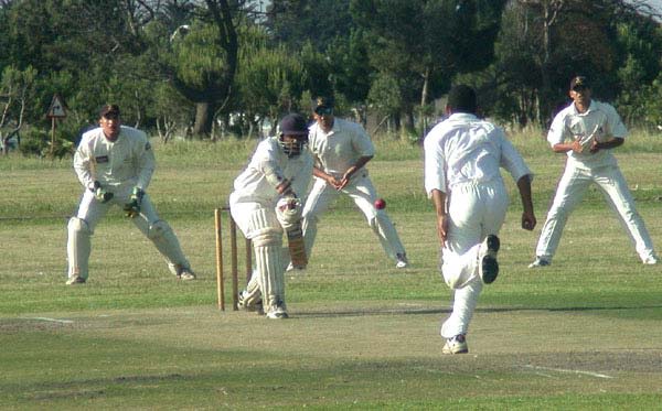 Mzwaneke Tsolekile plays a forward defensive shot to a delivery from ...