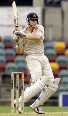 Adam Gilchrist with a pull shot to the ropes at The Gabba ...