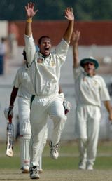 Andrew Hall appeals successfully for an lbw against Sadagoppan Ramesh ...