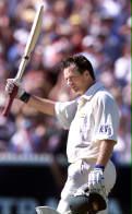 Steve Waugh acknowledges the crowd on completing his century ...
