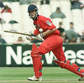 Mark Chilton on his way to 44, Lancashire v Worcestershire, National ...